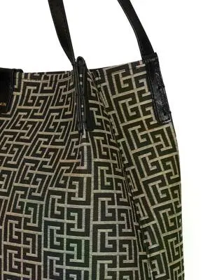 Balmain Medium Monogram Jacquard Shoulder Bag - Black