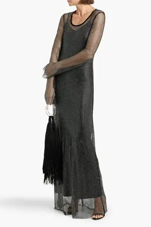 Sportmax Cinese Crystal-embellished Mesh Maxi Dress
