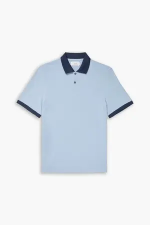 Mr P. Twotone Piqué Golf Polo Shirt - Light Blue
