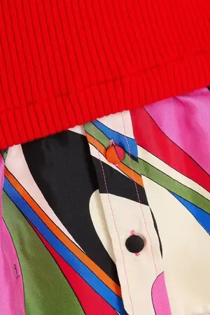 Emilio Pucci Printed Twill And Ribbed Wool-blend Mockneck Sweater