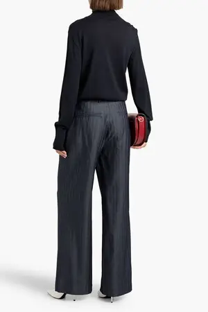 Etro Striped Wool-jacquard Wide-leg Pants
