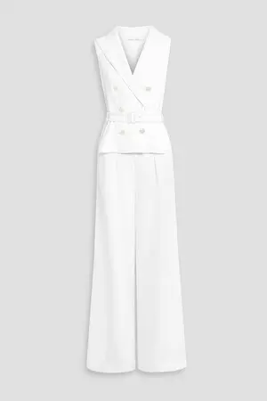 Alberta Ferretti Belted Layered Crepe Wide-leg Jumpsuit - White