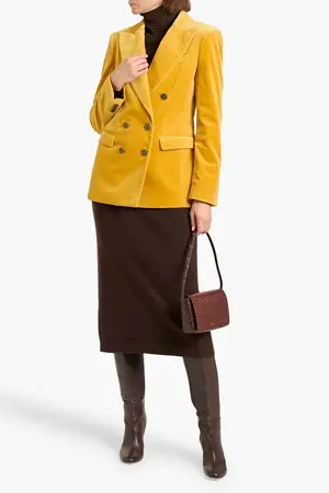 Etro Double-breasted Cotton-blend Velvet Blazer - Saffron