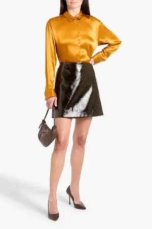 Sportmax Beta Glossed Wool-blend Mini Skirt