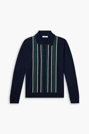 Mr P. Golf Striped Merino Wool Polo Shirt