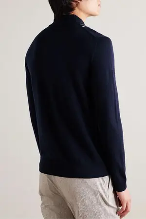 Mr P. Golf Striped Merino Wool Polo Shirt
