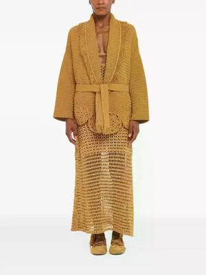 Alanui Island Memories Fringed Cardigan-coat - Brown