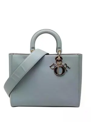 Dior 2018 Large Grained Calfskin Lady Satchel - Blue
