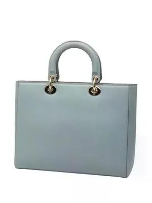 Dior 2018 Large Grained Calfskin Lady Satchel - Blue