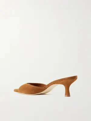 Staud Brigitte Suede Mules - Brown