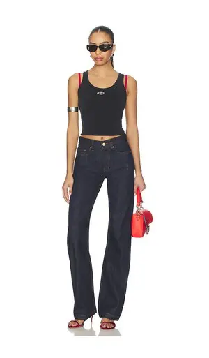 Casablanca Ribbed Tank Top With Metallic Logo Applique