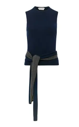 JW Anderson Waist-tie Cotton-cashmere Tank Top - Blue