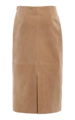 Simkhai Harrison Suede Midi Skirt - Tan