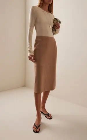 Simkhai Harrison Suede Midi Skirt