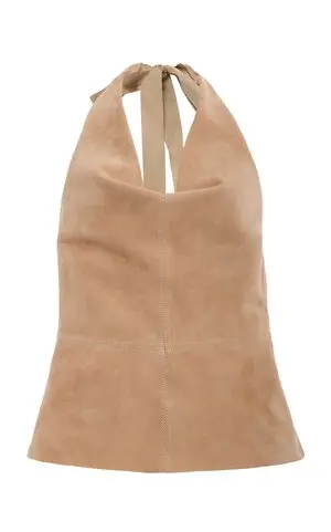 Simkhai Griffin Suede Halter Top - Brown