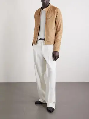 Dolce & Gabbana Slim-fit Suede Moto Jacket - Brown
