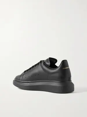 Alexander McQueen Exaggerated-sole Leather Sneakers - Black