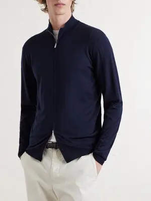LARDINI Virgin Wool Zip-up Cardigan