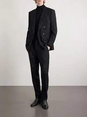 TOM FORD Double-breasted Sequinned Wool-blend Suit Jacket