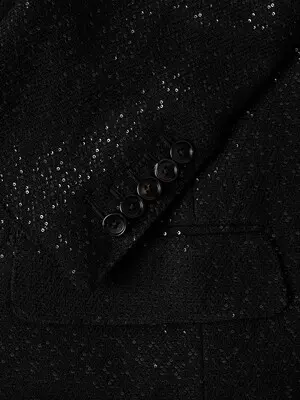 TOM FORD Double-breasted Sequinned Wool-blend Suit Jacket