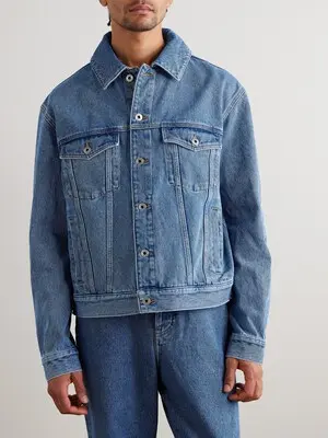 Loewe Anagram Embroidered Denim Trucker Jacket - Blue