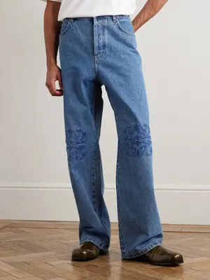 Loewe Anagram Wide-leg Logo-embroidered Jeans