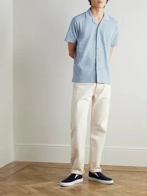 Sunspel Slim-fit Camp-collar Supima Cotton-mesh Shirt