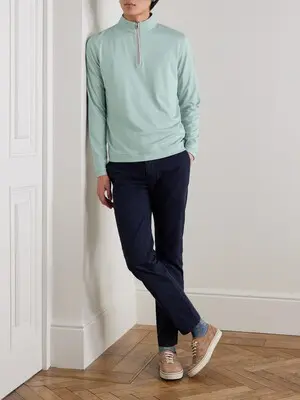 Peter Millar Albatross Piqué Half-zip Sweater - Green