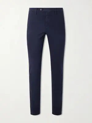 Canali Slim-fit Tapered Cotton-blend Twill Chinos - Blue