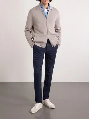 Canali Slim-fit Tapered Cotton-blend Twill Chinos - Blue