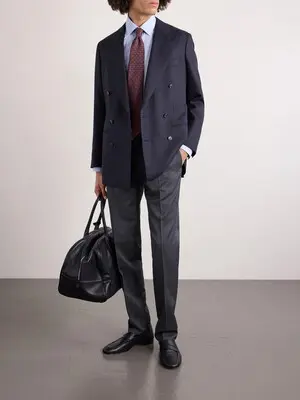 Canali Ff Tapered Wool Suit Trousers - Gray