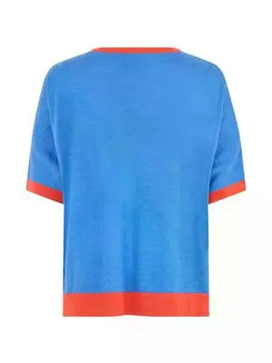 MOORER Contrast-trim T-shirt - Blue