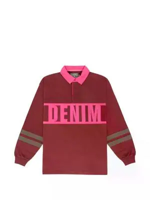 DENIM TEARS Down The Tears Long-sleeve Polo Shirt - Red