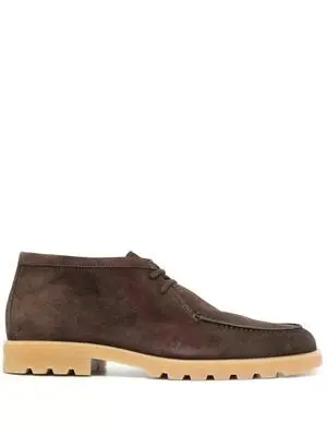 Santoni Suede Lace-up Desert Boots - Brown
