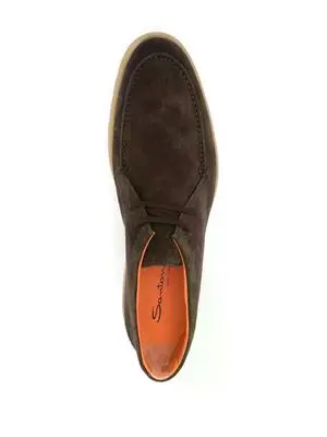 Santoni Suede Lace-up Desert Boots - Brown