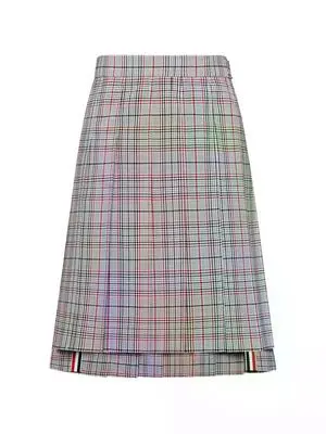 Thom Browne Plaid Pleated Wool Skirt