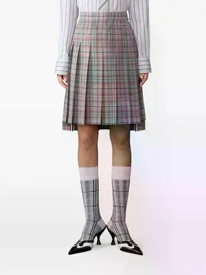 Thom Browne Plaid Pleated Wool Skirt
