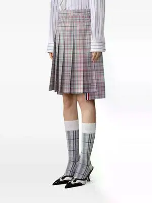 Thom Browne Plaid Pleated Wool Skirt
