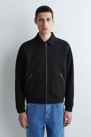 Cos Cotton-jersey Bomber Jacket - Navy