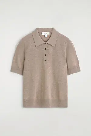 Cos Shrunken Wool-blend Polo Shirt - Beige
