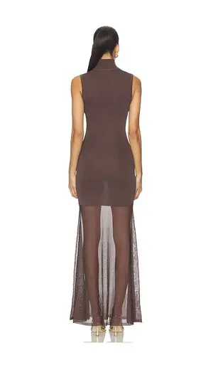 SEROYA Amine Knit Maxi Dress - Brown