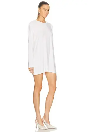 Norma Kamali Oversized Long Sleeve Mini Shirt Dress - Snow White