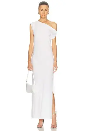 Norma Kamali Drop Shoulder Side Slit Long Dress