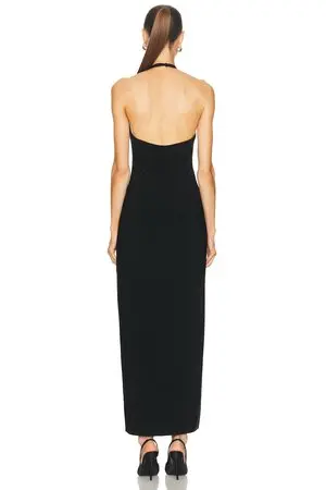 Norma Kamali Halter Side Slit Long Dress