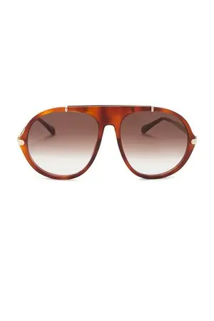 Chloé Aly Round Sunglasses - Havana & Brown