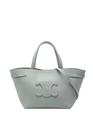 Celine 2024 Mini Grained Calfskin Cuir Triomphe Cabas Anais Tote - Grey