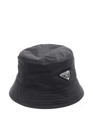 Prada 2010s Triangle Logo Bucket Hat - Black