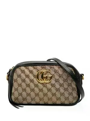 Gucci Small Gg Marmont Matelassé Canvas And Leather Crossbody Bag - Brown