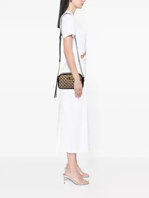 Gucci Small Gg Marmont Matelassé Canvas And Leather Crossbody Bag - Brown