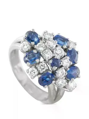 LB EXCLUSIVE 18k White Gold Diamond And Sapphire Ring - Silver